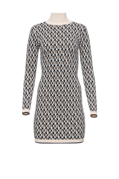 Elisabetta Franchi женское платье с высоким воротником и длинными ...