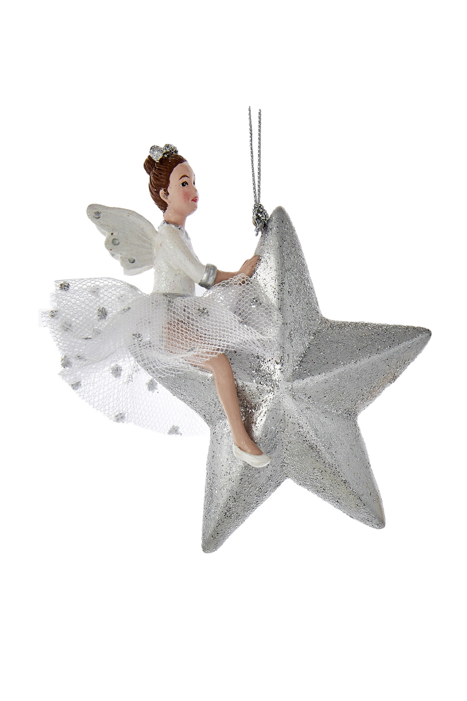 ᐅ Елочная игрушка "Фея на звезде", 10,2 см Kurt S.Adler, серебристый ...