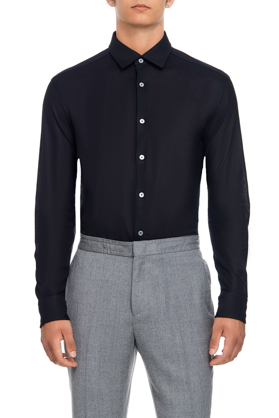 Zegna мужская рубашка из натурального хлопка черный цвет, размер 50, 52 ...