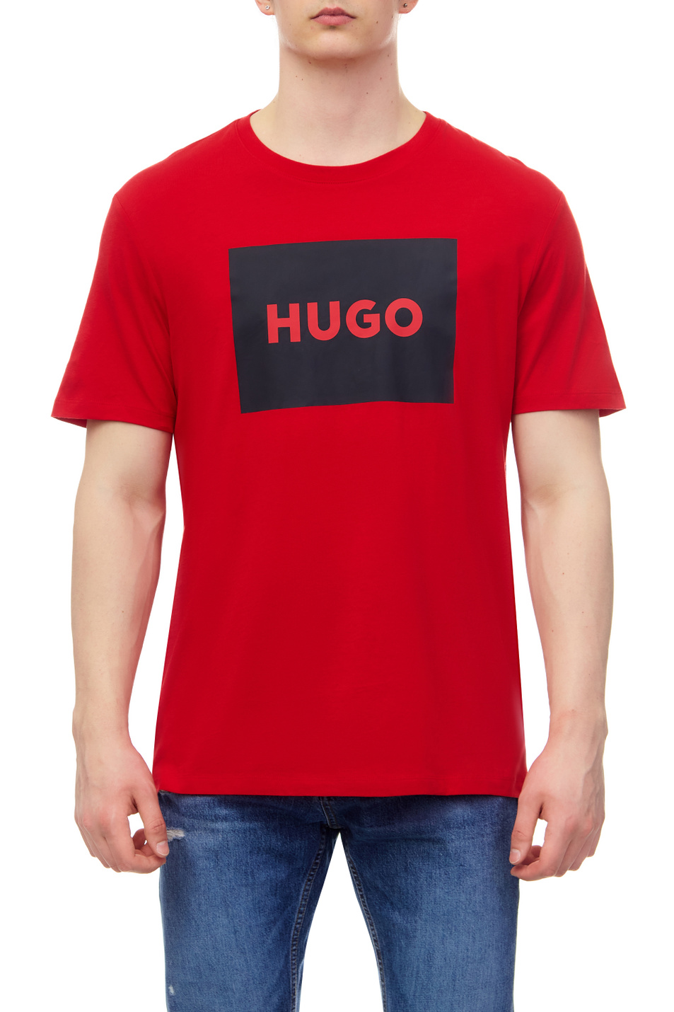 HUGO мужская футболка из натурального хлопка с логотипом со скидкой 26% ...